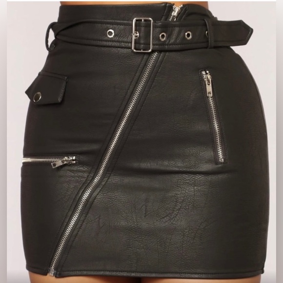 Fashion Nova | Skirts | Nwt Faux Leather Motorcycle Mini Skirt Size ...